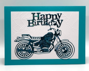 Motorcycle Happy Birthday Card - Etsy