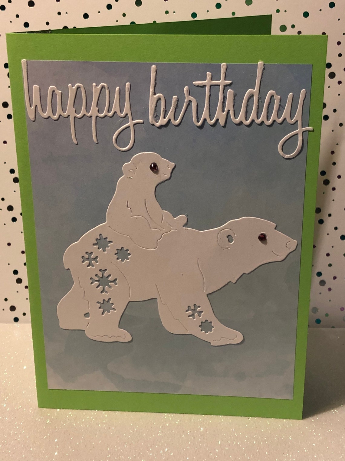 Happy Birthday Cute Polar Bears Handmade Card | Etsy