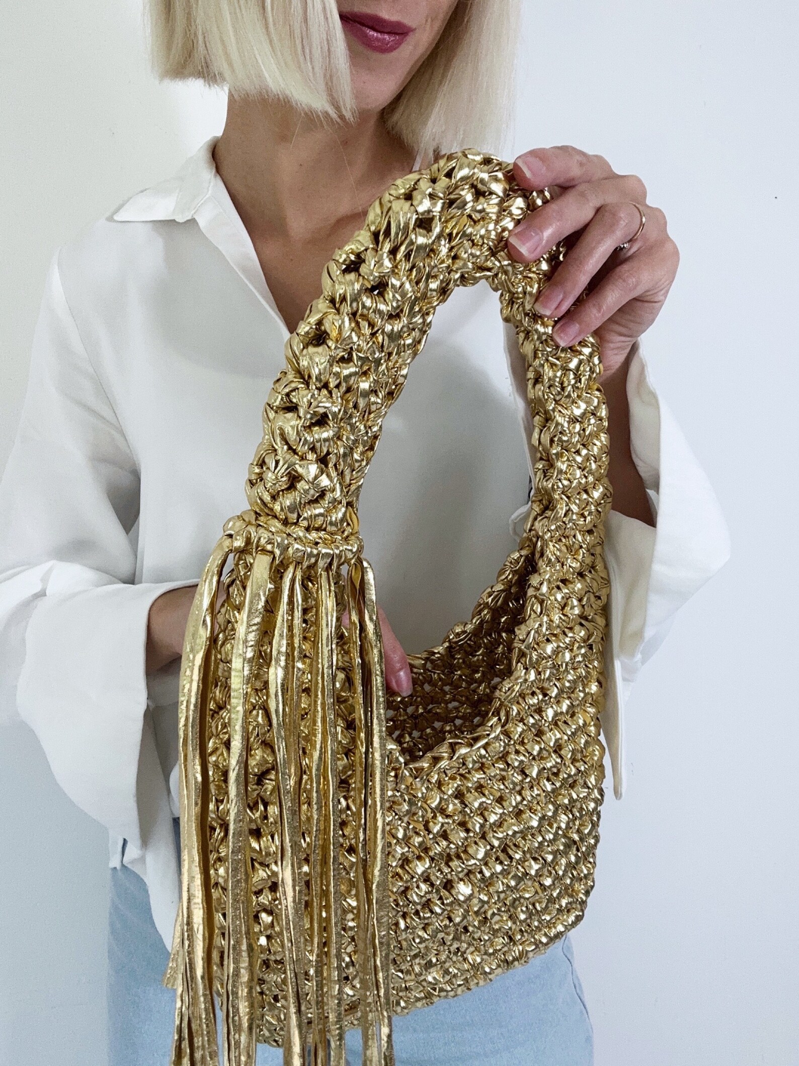 Gold Accessories, Shoulder Gold Women's Bag, Fringe Purse, Ladies ...