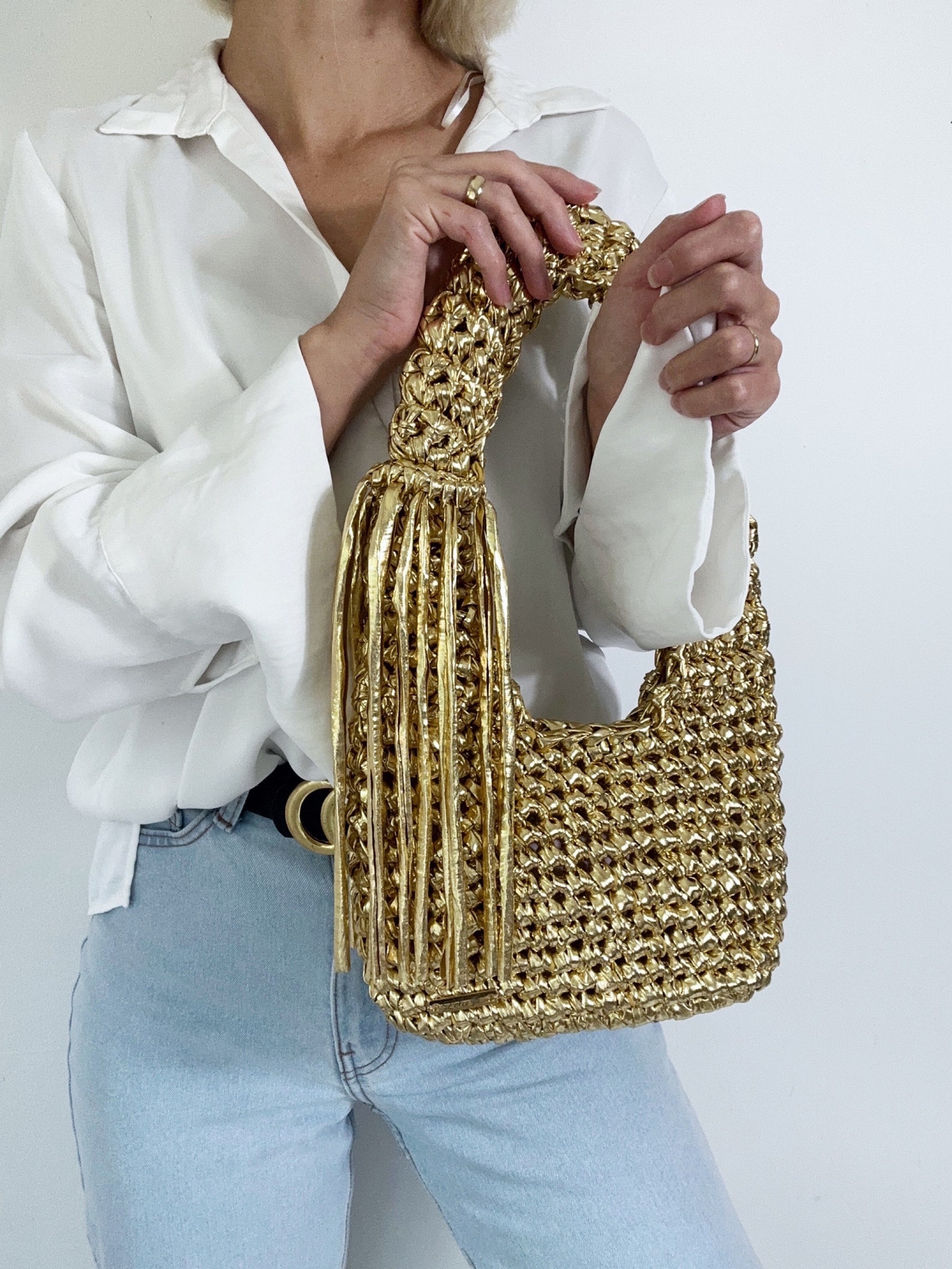 Gold Accessories, Shoulder Gold Women's Bag, Fringe Purse, Ladies ...