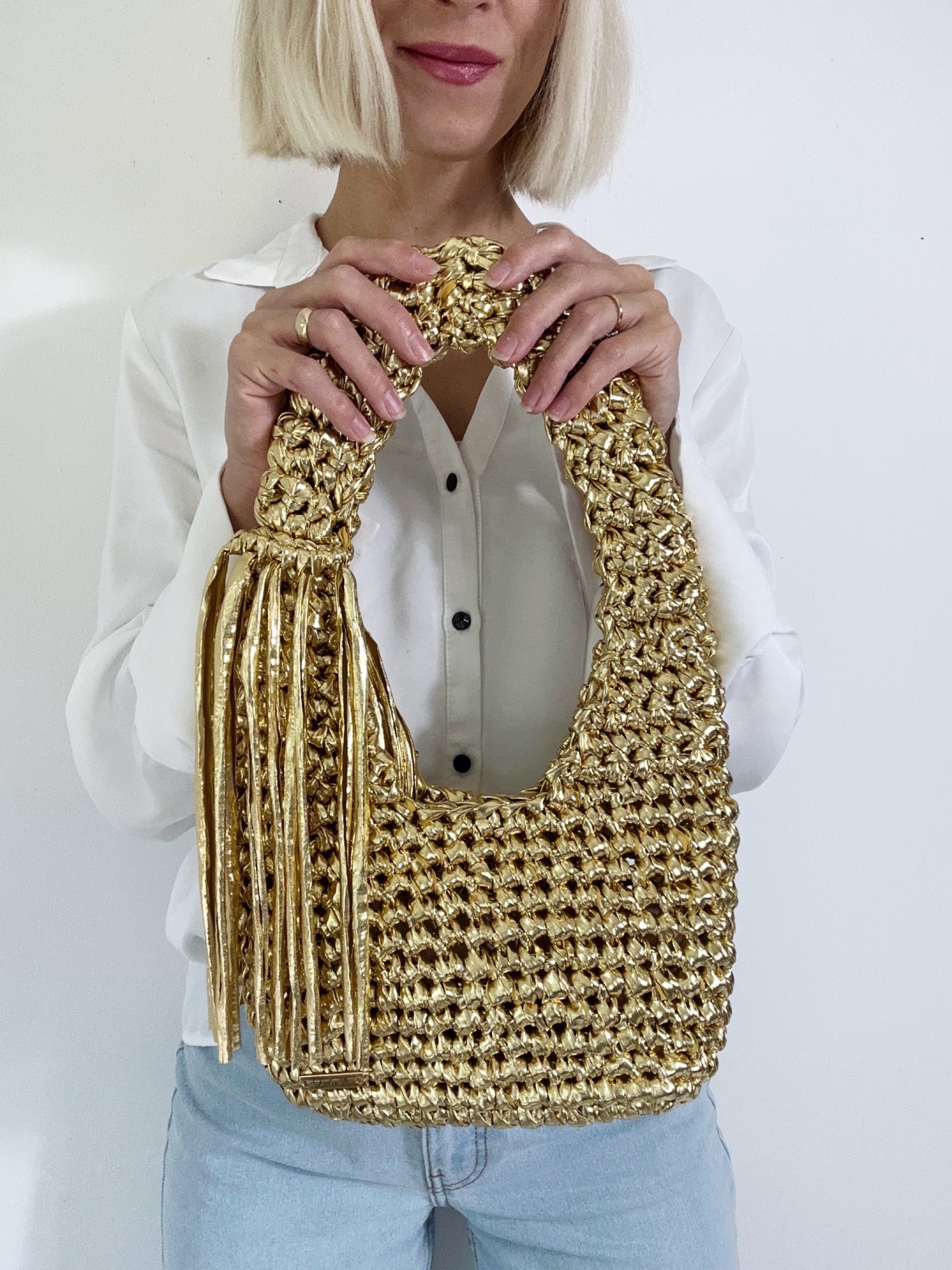 Gold Accessories, Shoulder Gold Women's Bag, Fringe Purse, Ladies ...