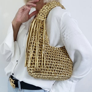 Gold Accessories, Shoulder Gold Women's Bag, Fringe Purse, Ladies ...