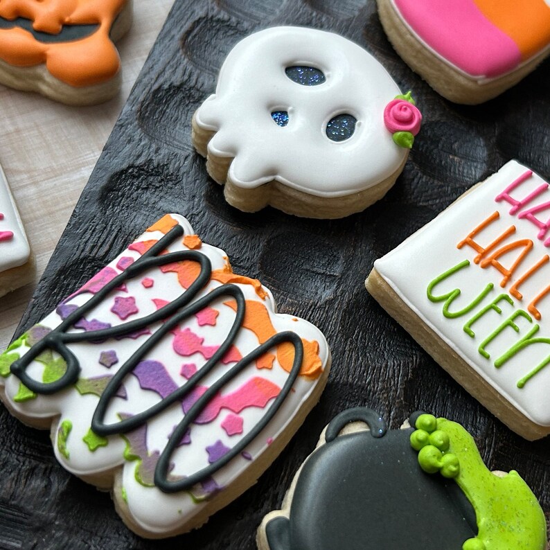 Spooky Sugar Cookies, Halloween Decorated, Pumpkin Dozen Cookies, Royal ...