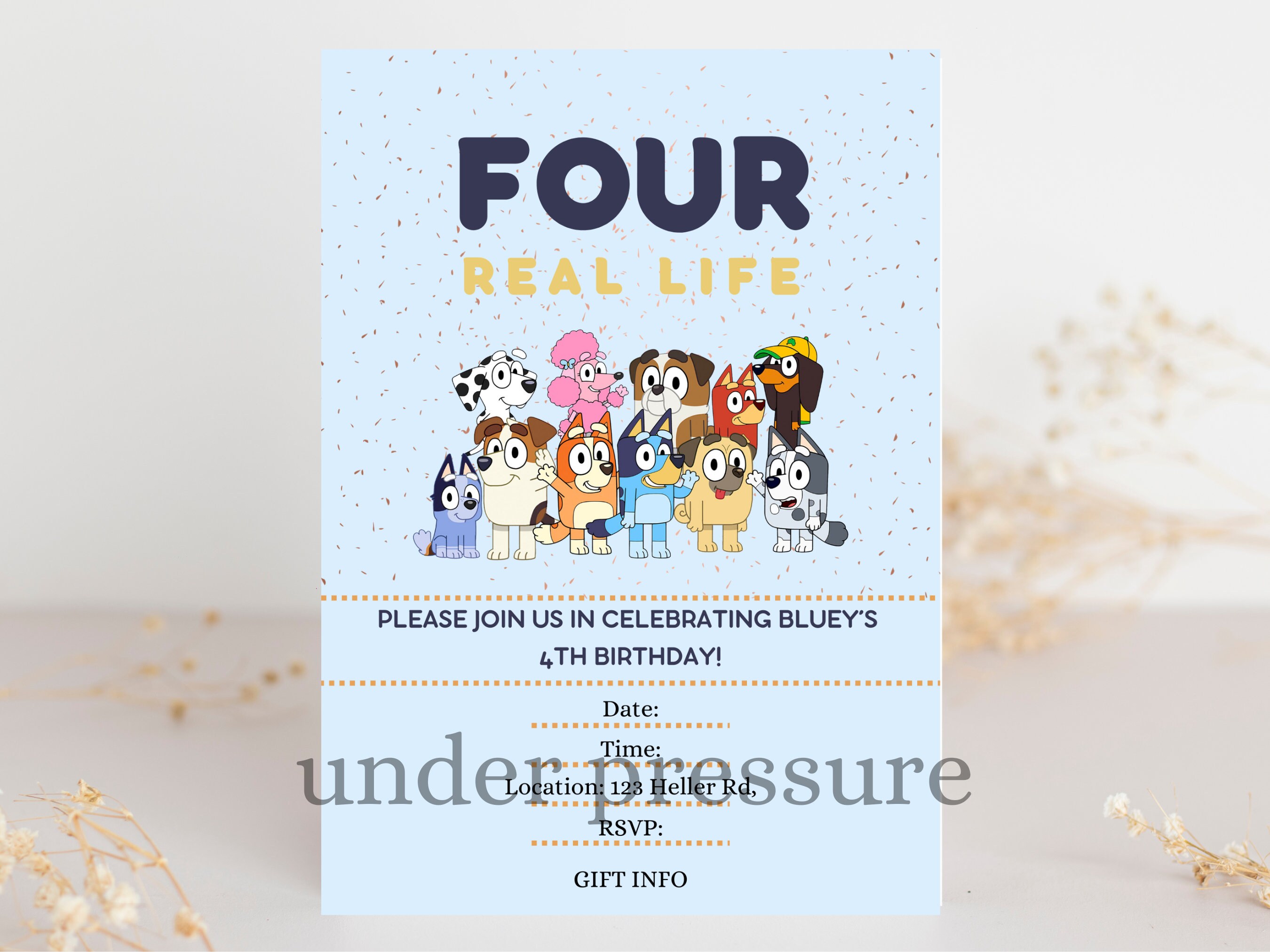FOUR Real Life- Bluey Invite Bundle - Etsy