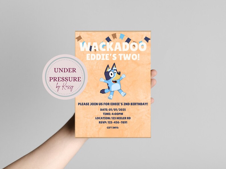 Wackadoo Two Bluey Birthday Invite Template - Etsy