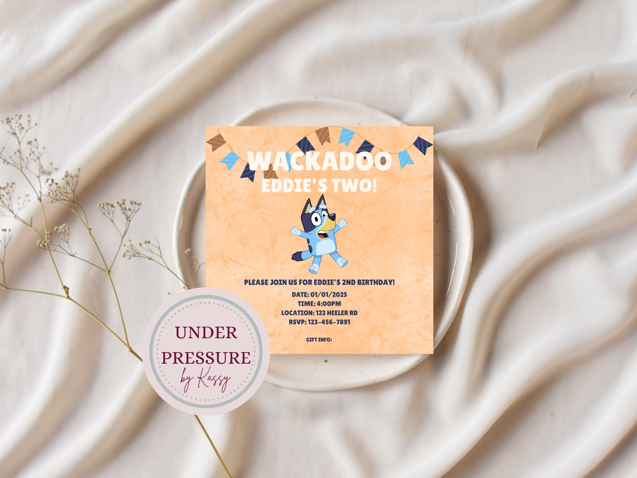 Wackadoo Two Bluey Birthday Invite Template - Etsy