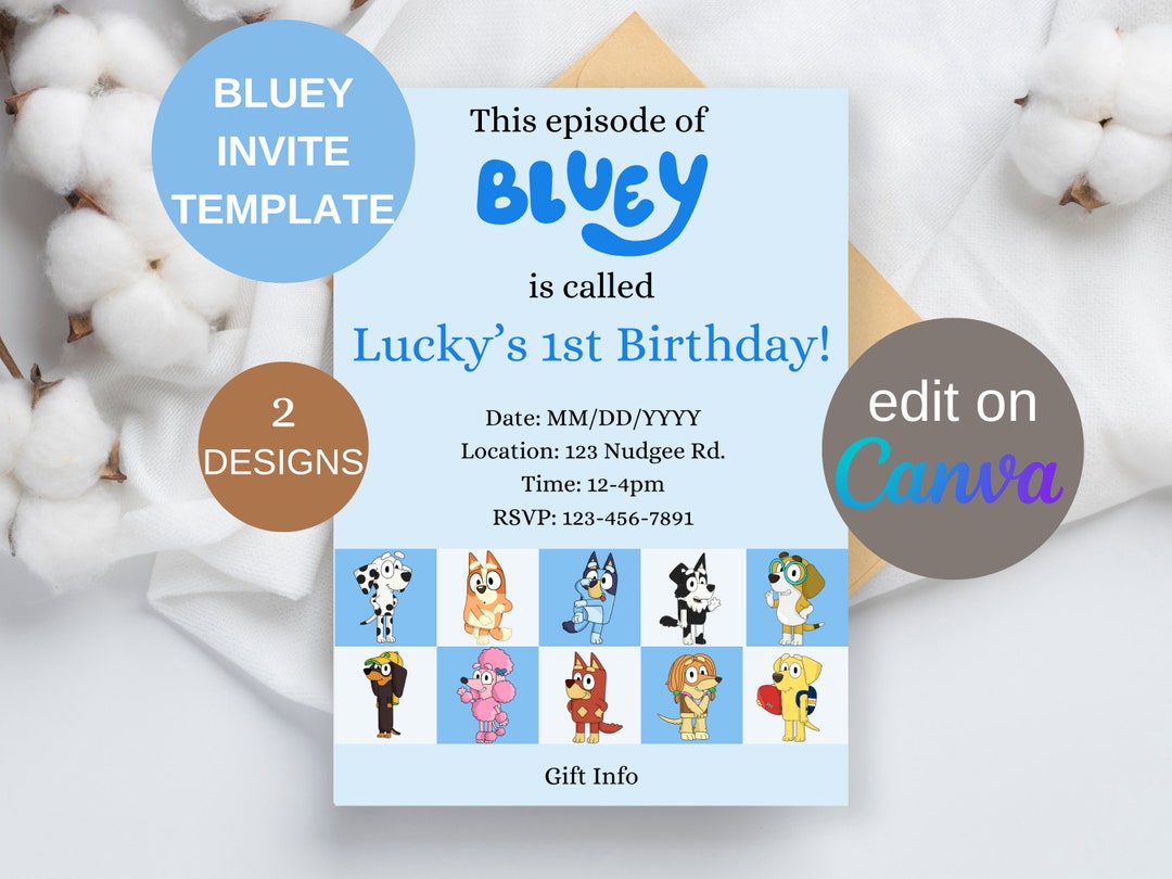 Classic Bluey Birthday Invitation Template - Etsy