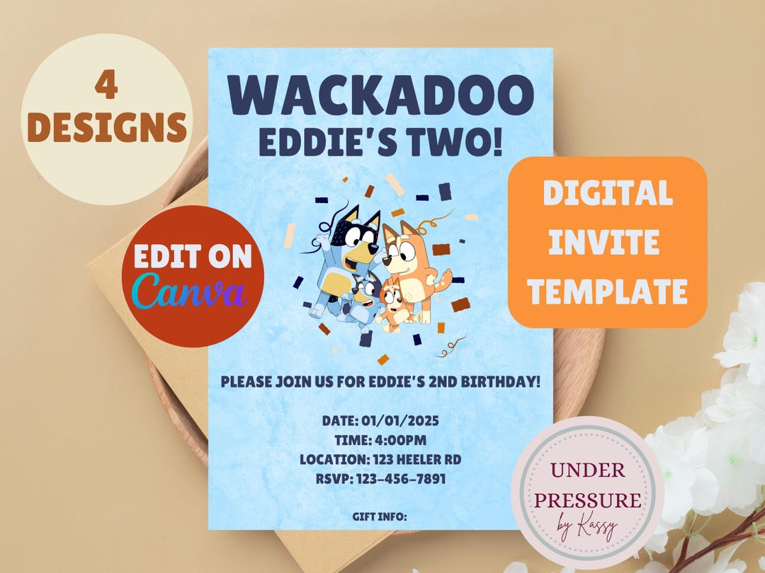 Wackadoo Two Bluey Birthday Invite Template - Etsy