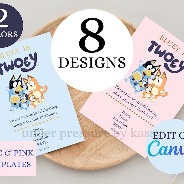 FOUR Real Life Bluey Invite Bundle - Etsy
