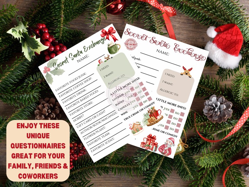 Secret Santa Questionnaire Bundle - Etsy