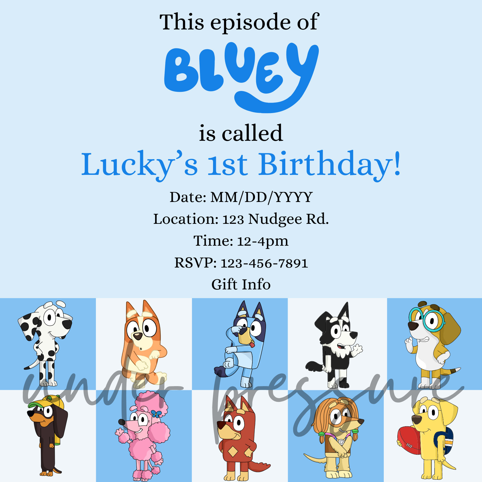 Classic Bluey Birthday Invitation Template - Etsy