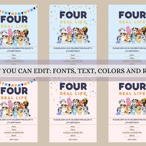 FOUR Real Life- Bluey Invite Bundle - Etsy