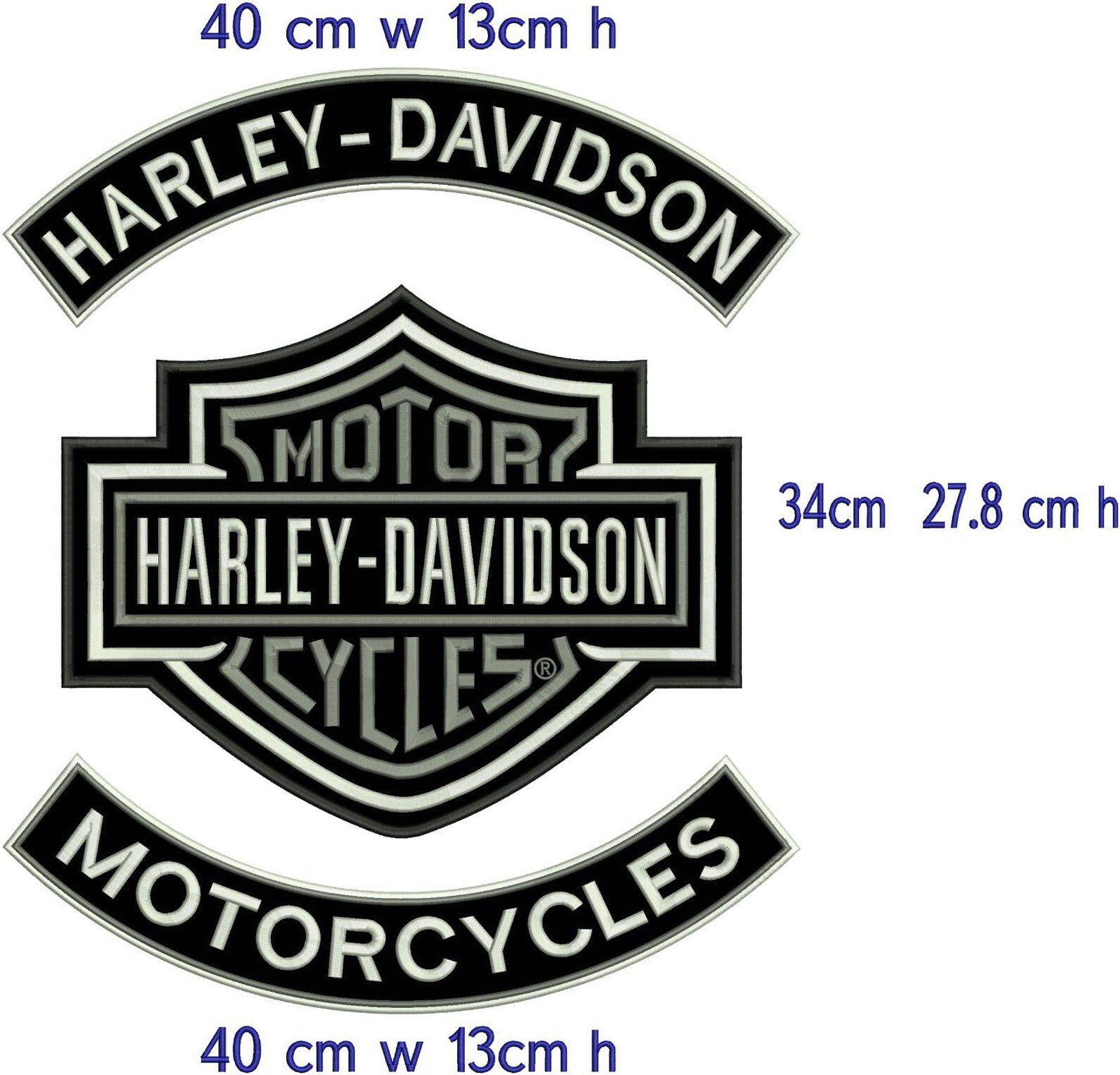 Harley Davidson Rockers Silver Grey Large 40cm Biker Patch Vest/jacket ...