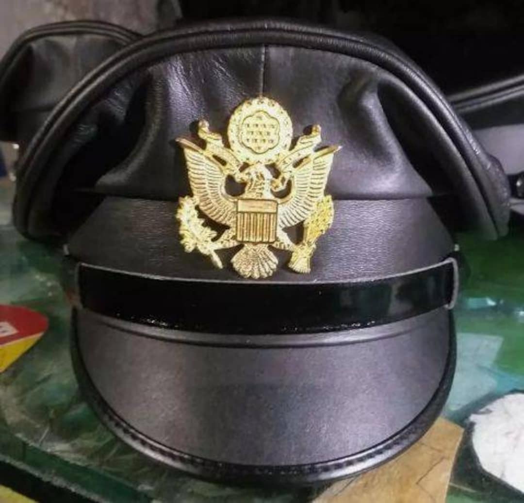 Finest Soft Real Leather Biker muir Cap With USA Gold Brass - Etsy