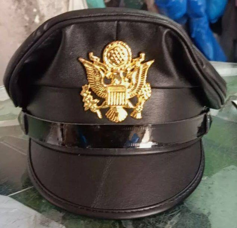 Finest Soft Real Leather Biker muir Cap With USA Gold Brass - Etsy