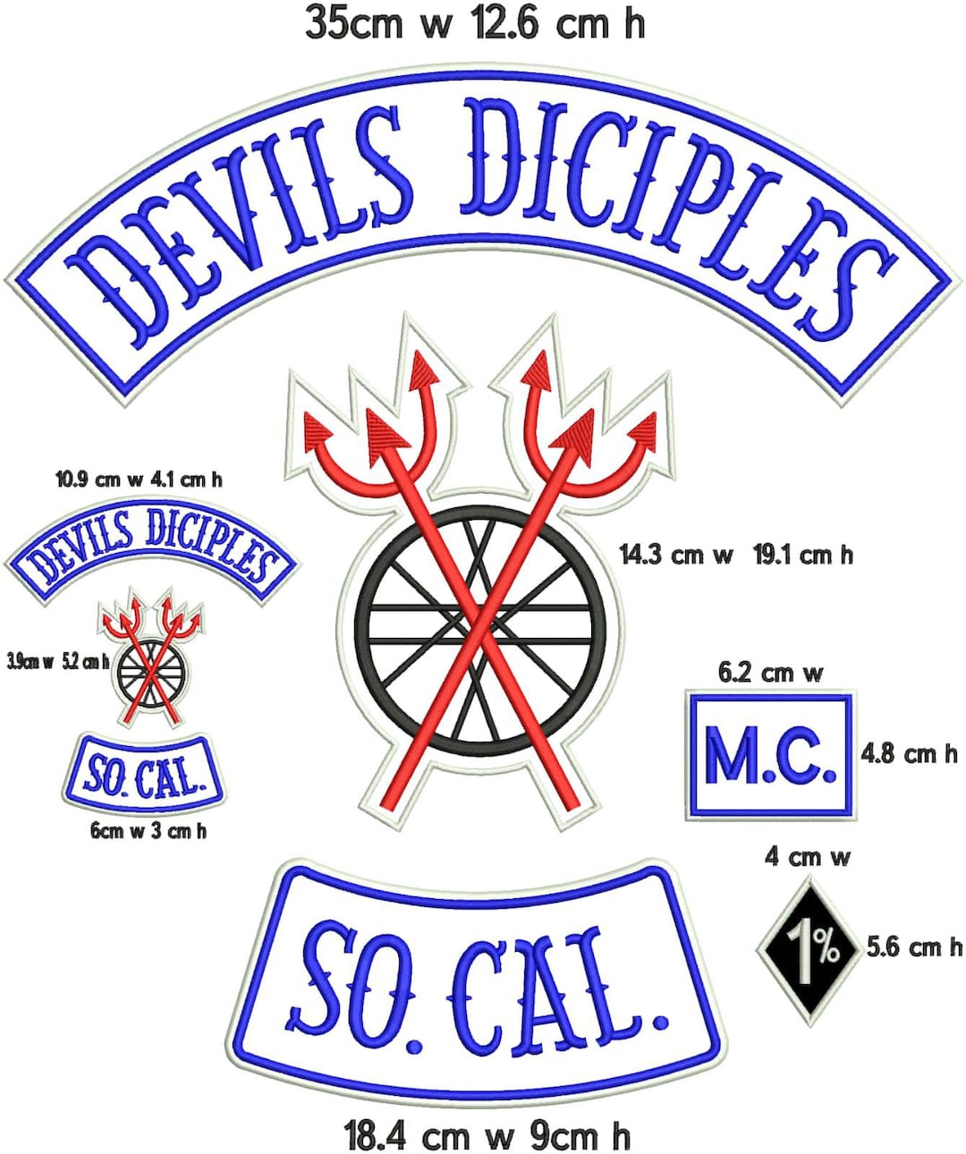Devil's Diciples Mc Iron on Embroidered Set - Etsy