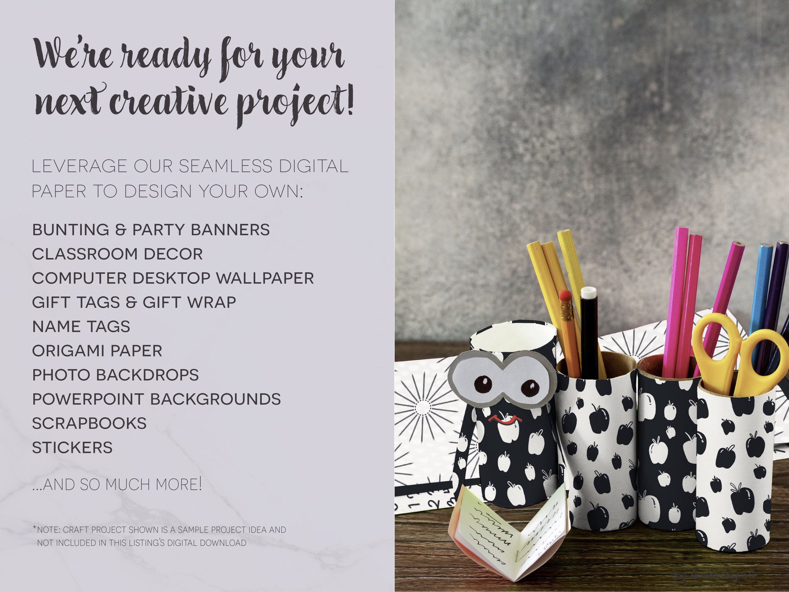 Back to School Black and White Digital Paper, Seamless Background ...