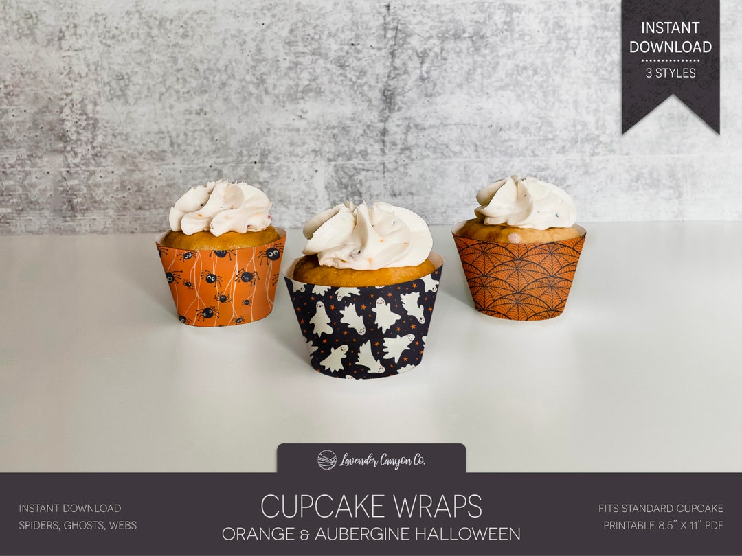 Sweet and Spooky Orange & Aubergine Halloween Printable Cupcake ...