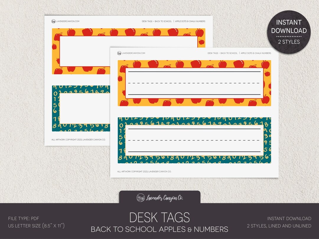 Back to School Desk Tags |printable Classroom Name Plates | Red, Yellow ...