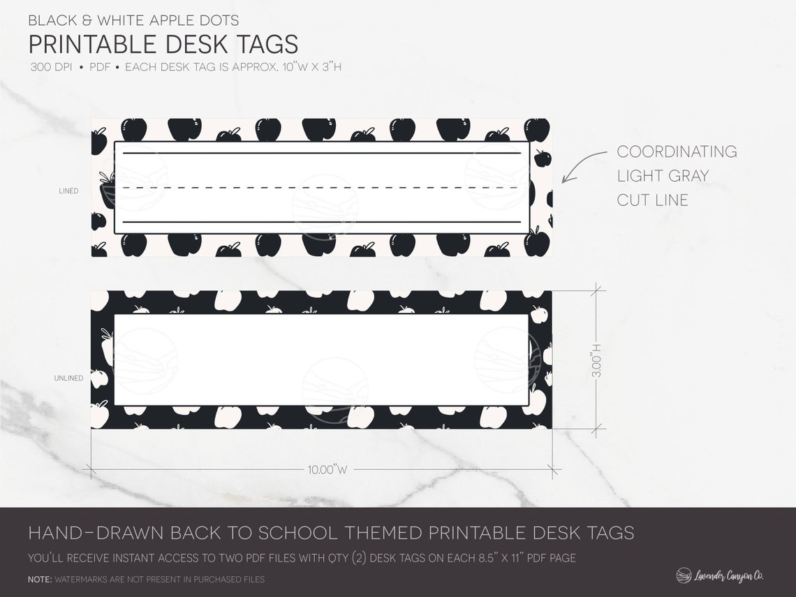 Back to School Desk Tags | Printable Classroom Name Plates | Black and ...