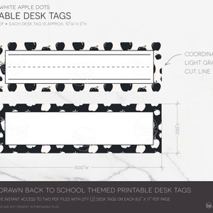 Back to School Desk Tags | Printable Classroom Name Plates | Black and ...