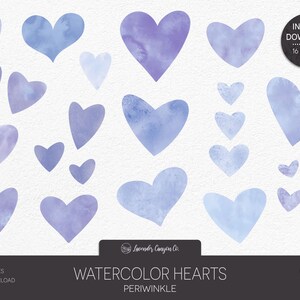 Watercolor Heart Periwinkle Clipart PNG, Blue Digital Hand-drawn ...
