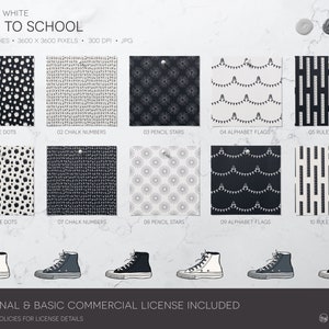 Back to School Black and White Digital Paper, Seamless Background ...