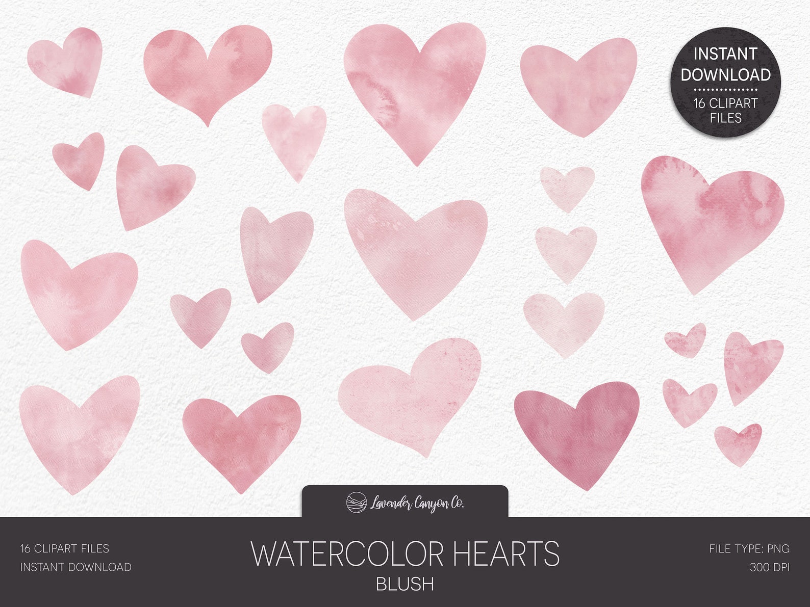 Watercolor Heart Blush Clipart PNG, Blush Pink Digital Hand-drawn ...