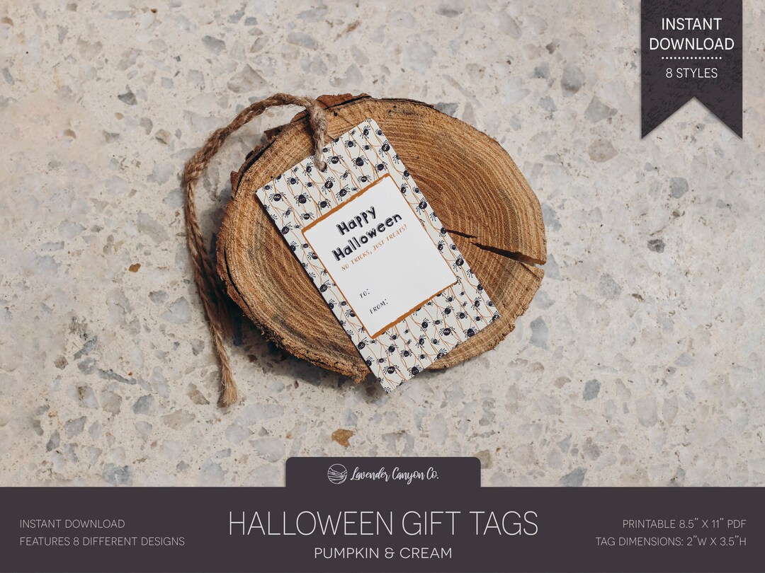 Pumpkin & Cream Halloween Gift Tags | Spooky Printable Party Favors ...
