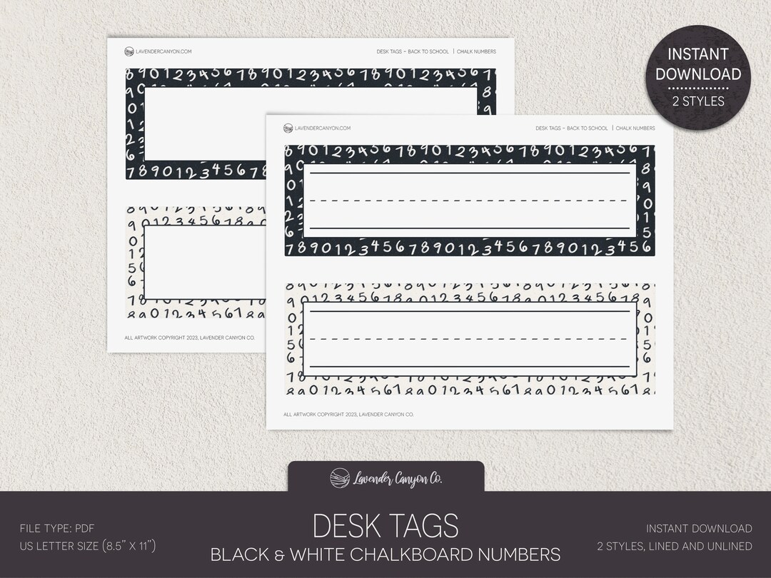 Back to School Desk Tags | Printable Classroom Name Plates | Black and ...