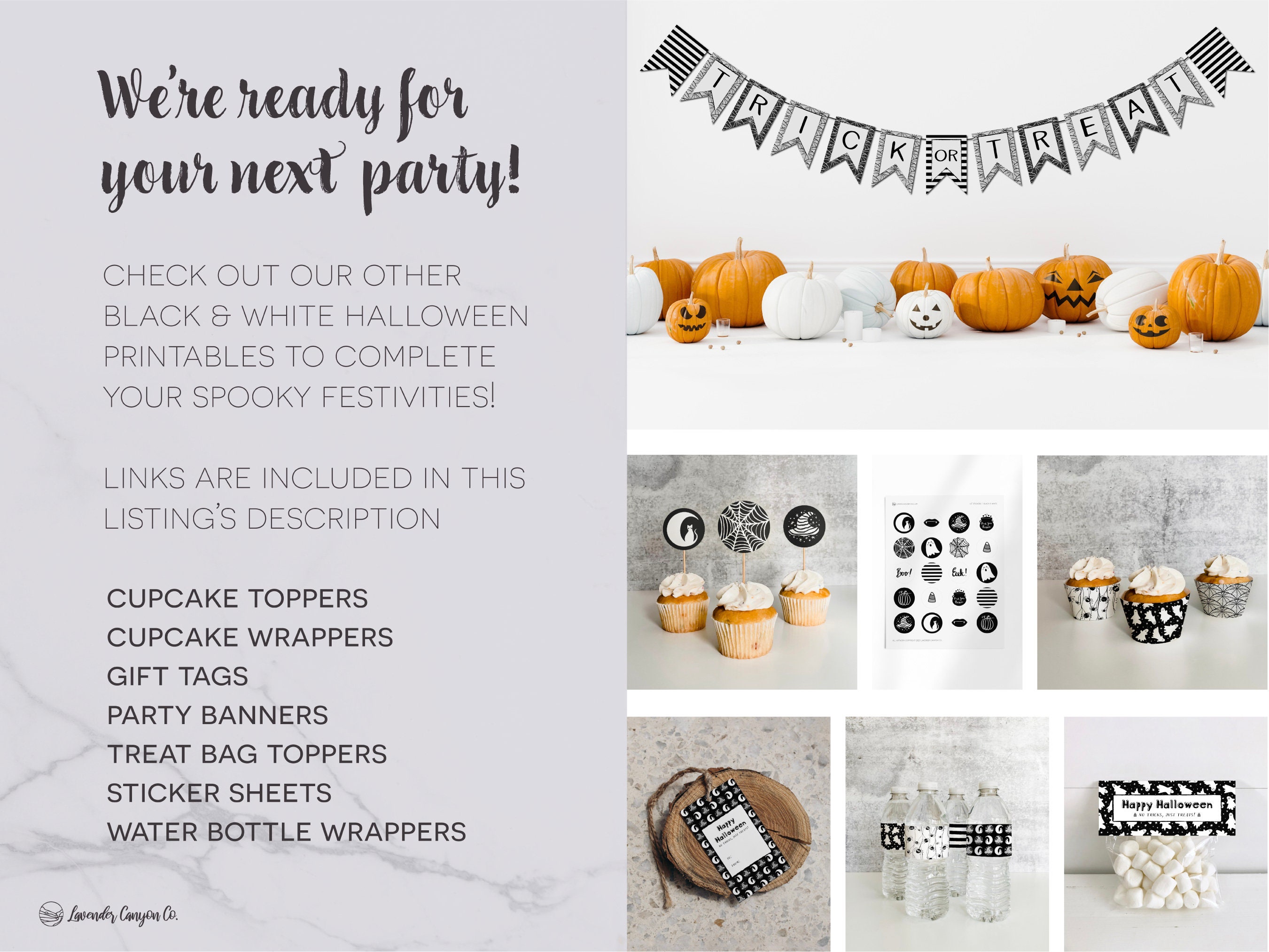 Sweet and Spooky Black & White Halloween Printable Sticker Sheet ...