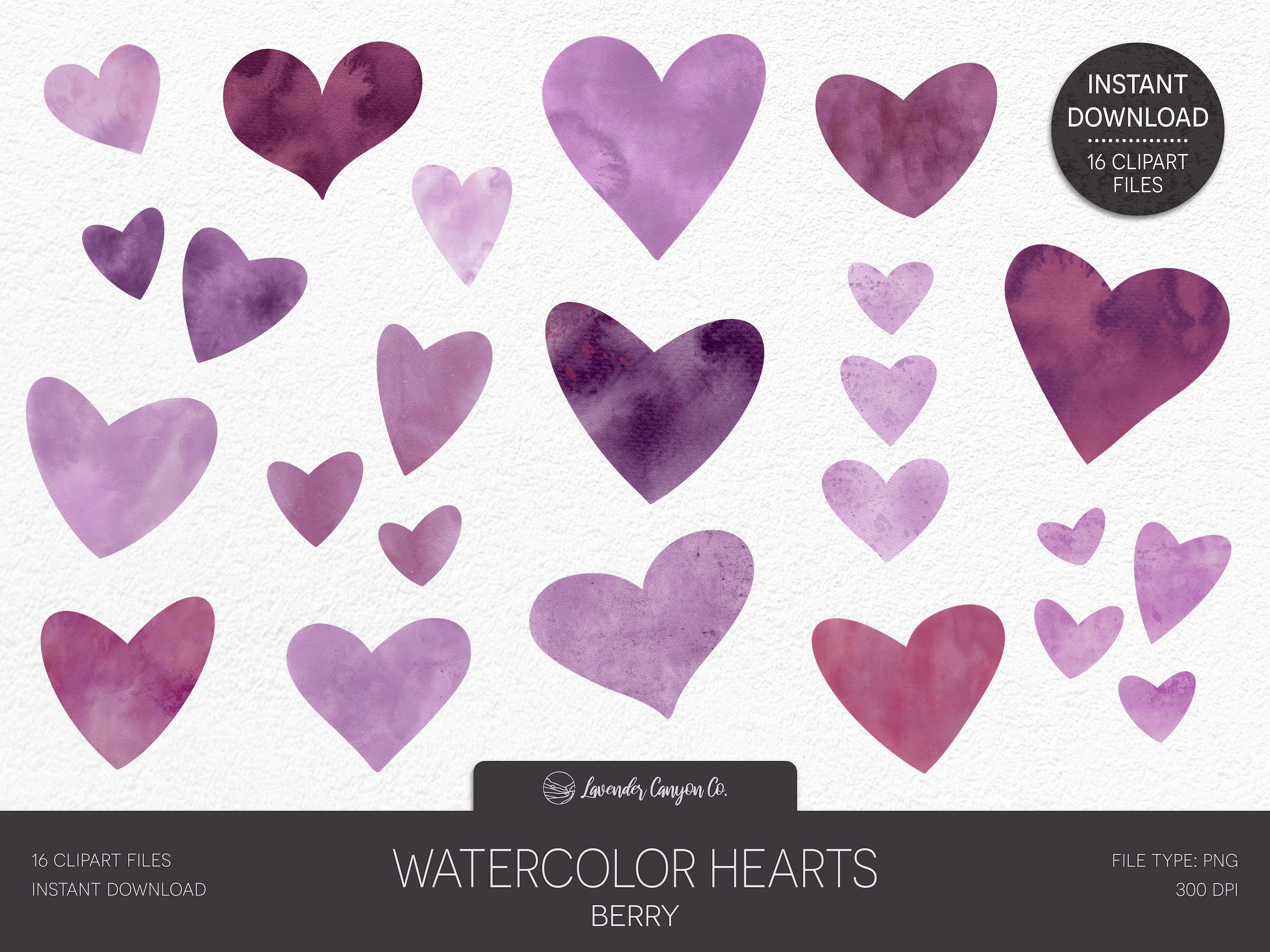 Watercolor Heart Berry Purple Clipart PNG, Purple Digital Hand-drawn ...