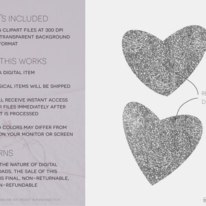 Glitter Heart Silver Clipart PNG, Silver Glitter Digital Hand-drawn ...