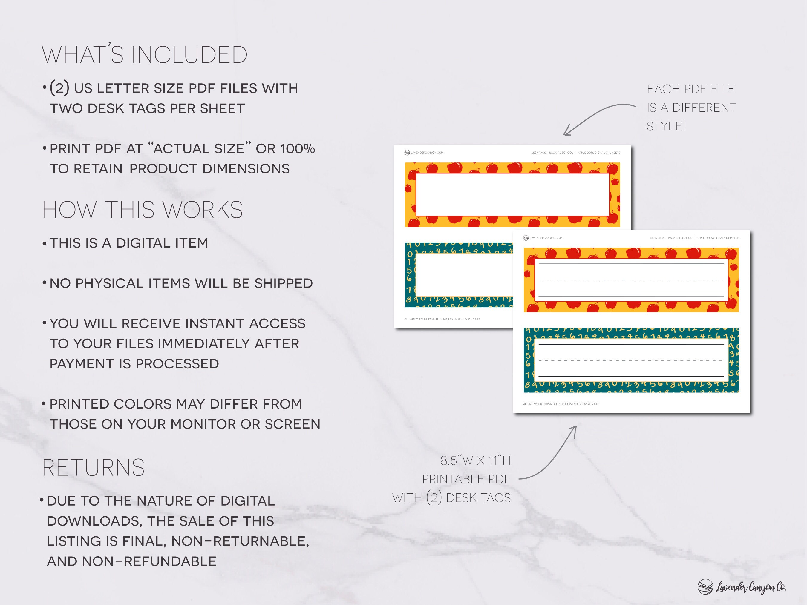 Back to School Desk Tags |printable Classroom Name Plates | Red, Yellow ...