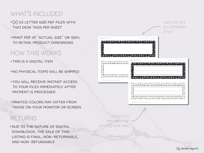 Back to School Desk Tags | Printable Classroom Name Plates | Black and ...