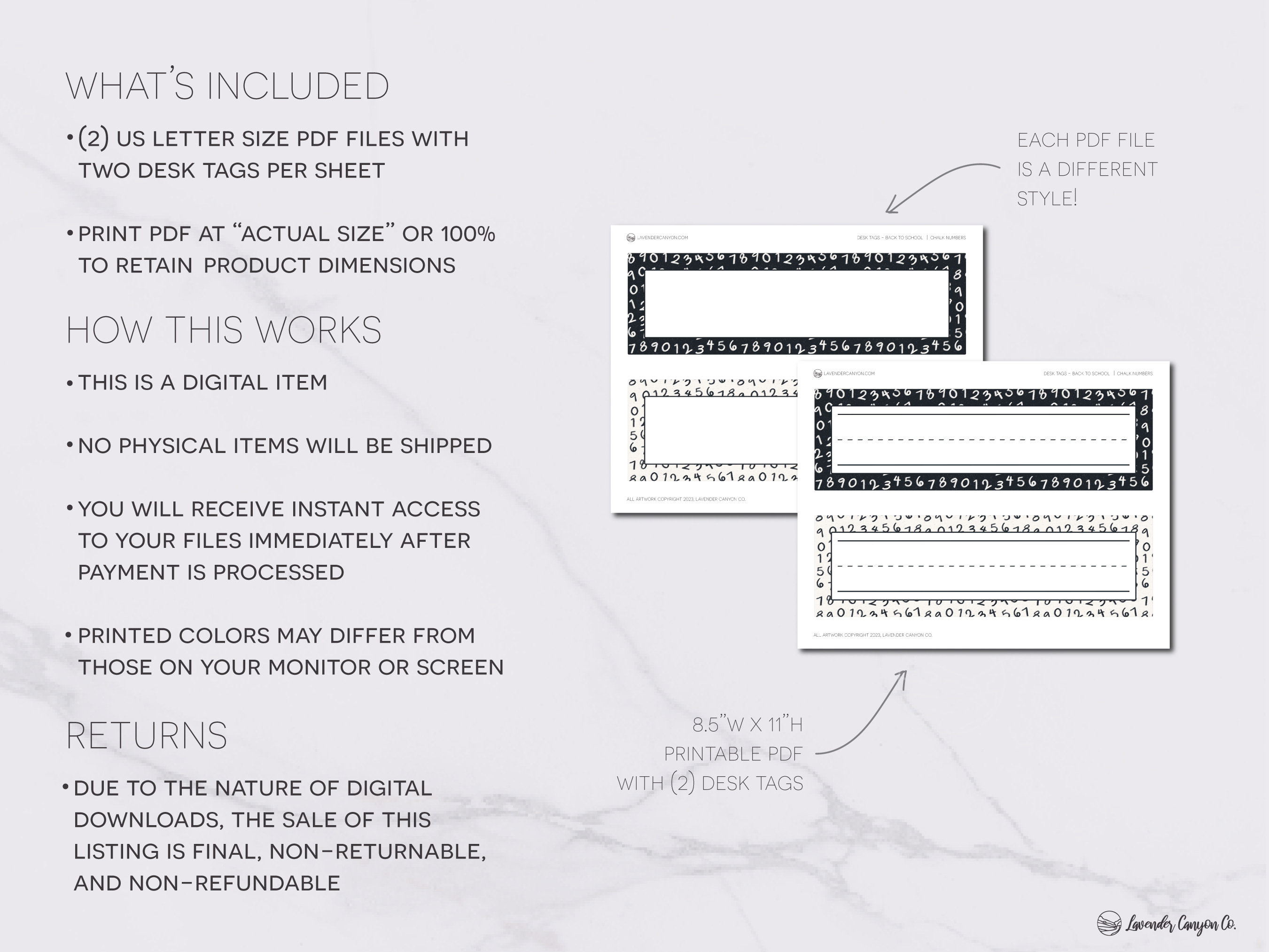 Back to School Desk Tags Printable Classroom Name Plates Black and ...