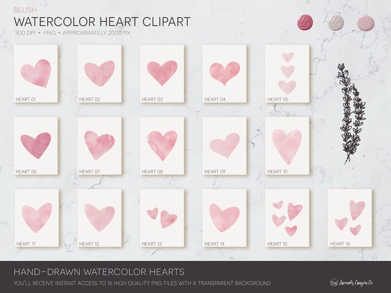 Watercolor Heart Blush Clipart PNG, Blush Pink Digital Hand-drawn ...