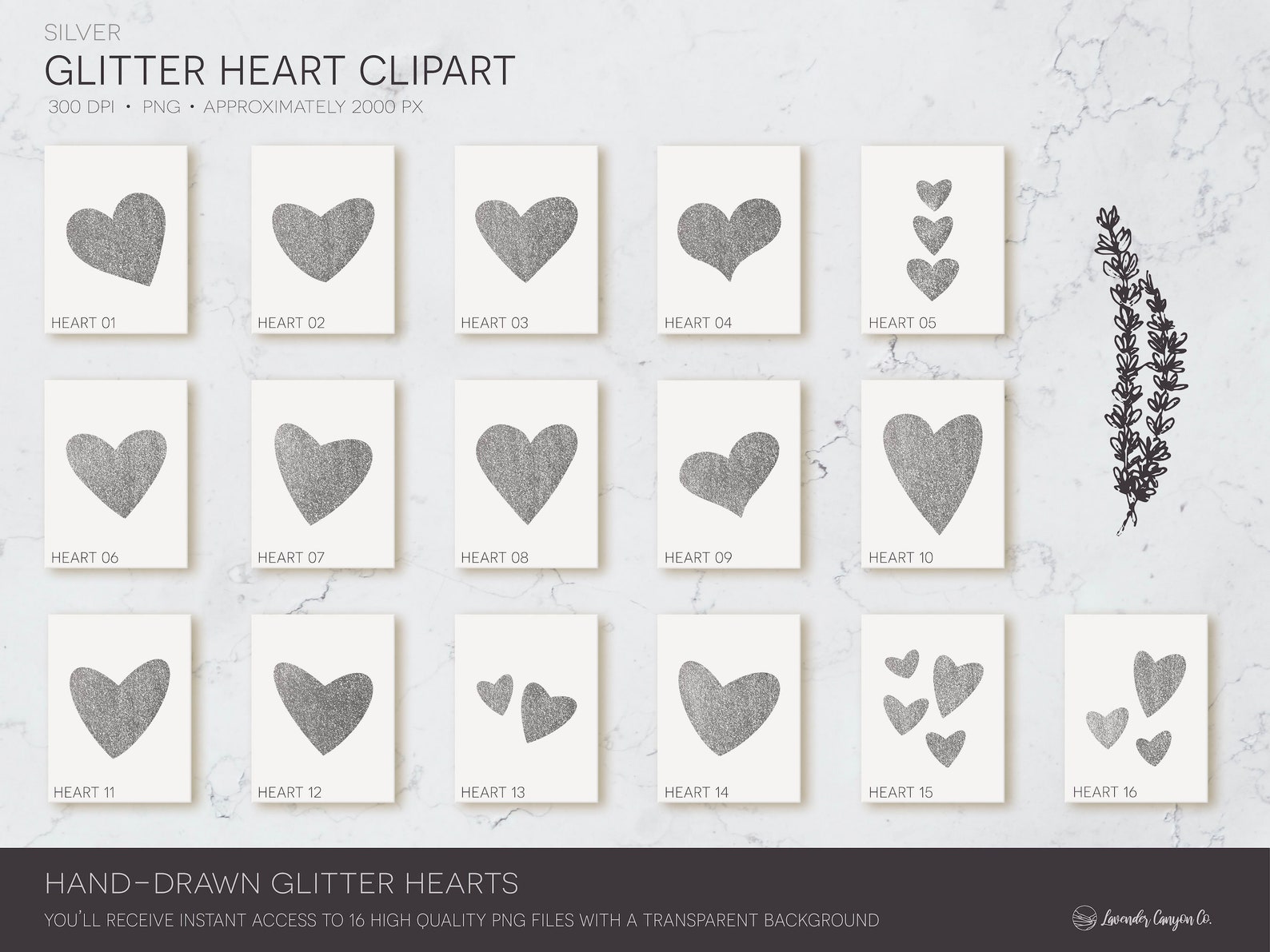 Glitter Heart Silver Clipart PNG, Silver Glitter Digital Hand-drawn ...