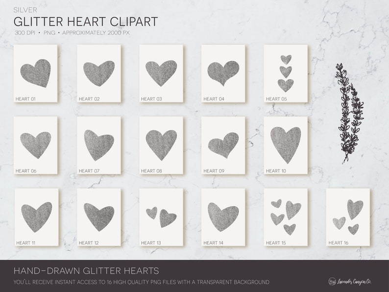 Glitter Heart Silver Clipart PNG, Silver Glitter Digital Hand-drawn ...