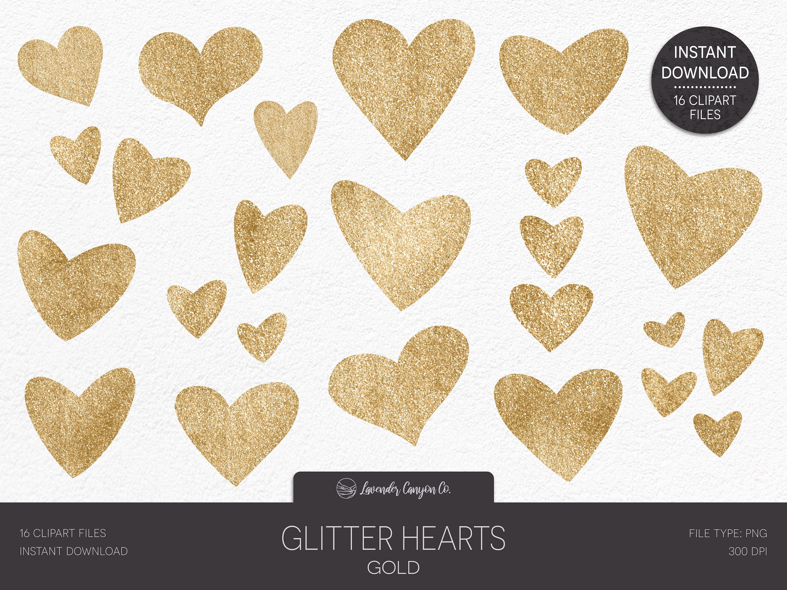 Gold Glitter Heart Clipart, Hand-drawn PNG (digital Download) - Etsy