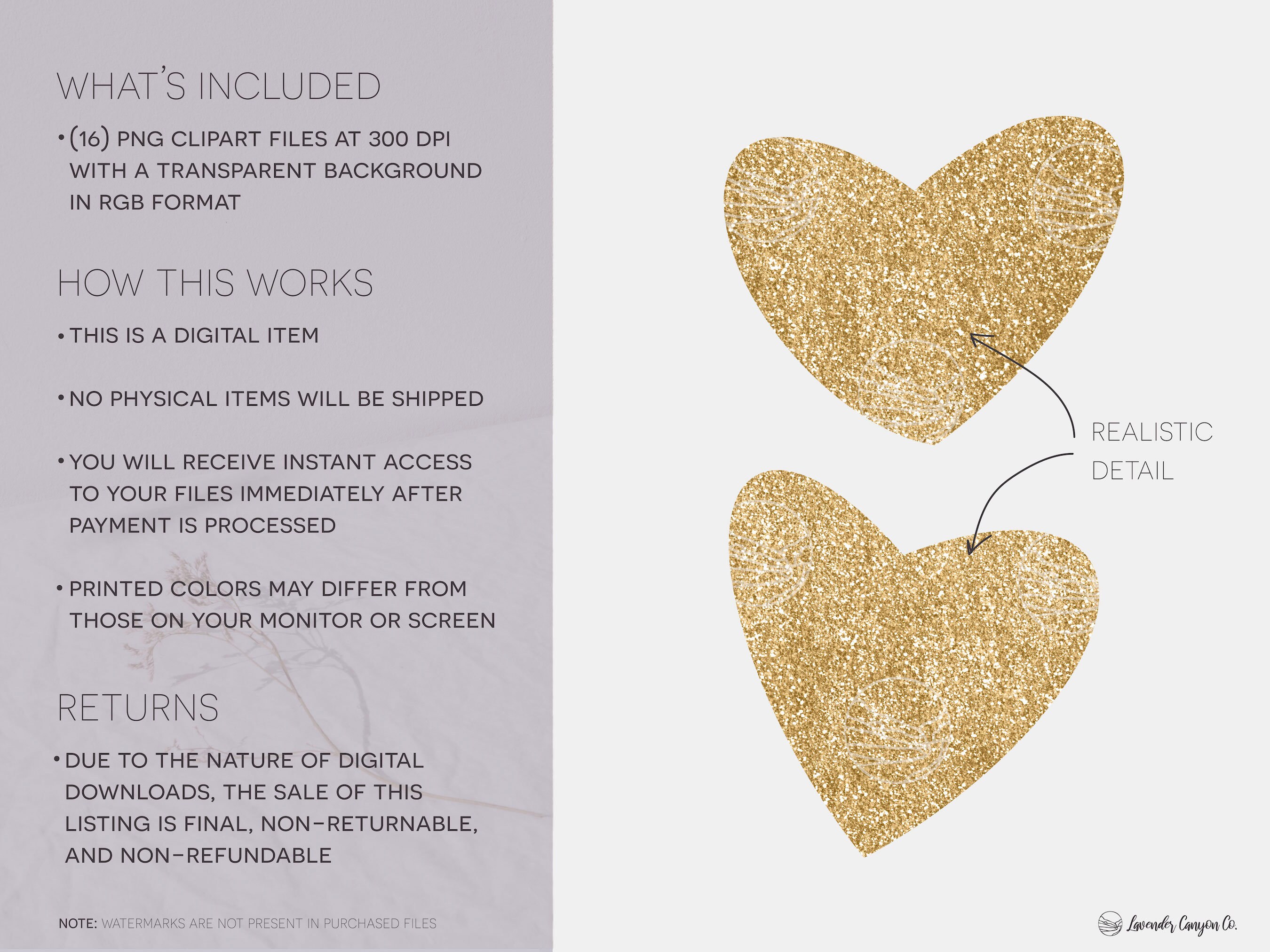 Glitter Heart Gold Clipart PNG, Gold Glitter Digital Hand-drawn ...