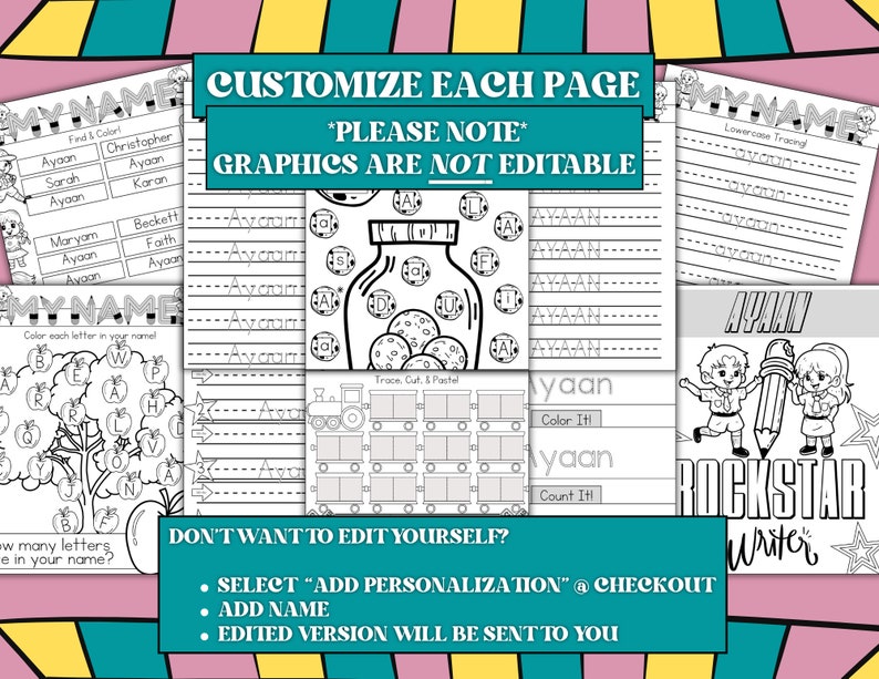 Custom Name Tracing Editable Template for Homeschool Name Tracing ...