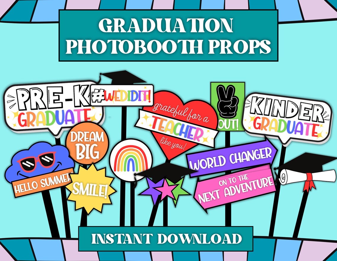 Printable Preschool Graduation Photo Booth Props Graduation Party ...