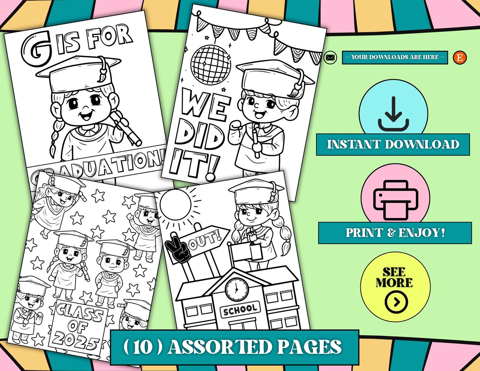 Preschool Graduation Coloring Pages 2025 Kindergarten Graduation ...