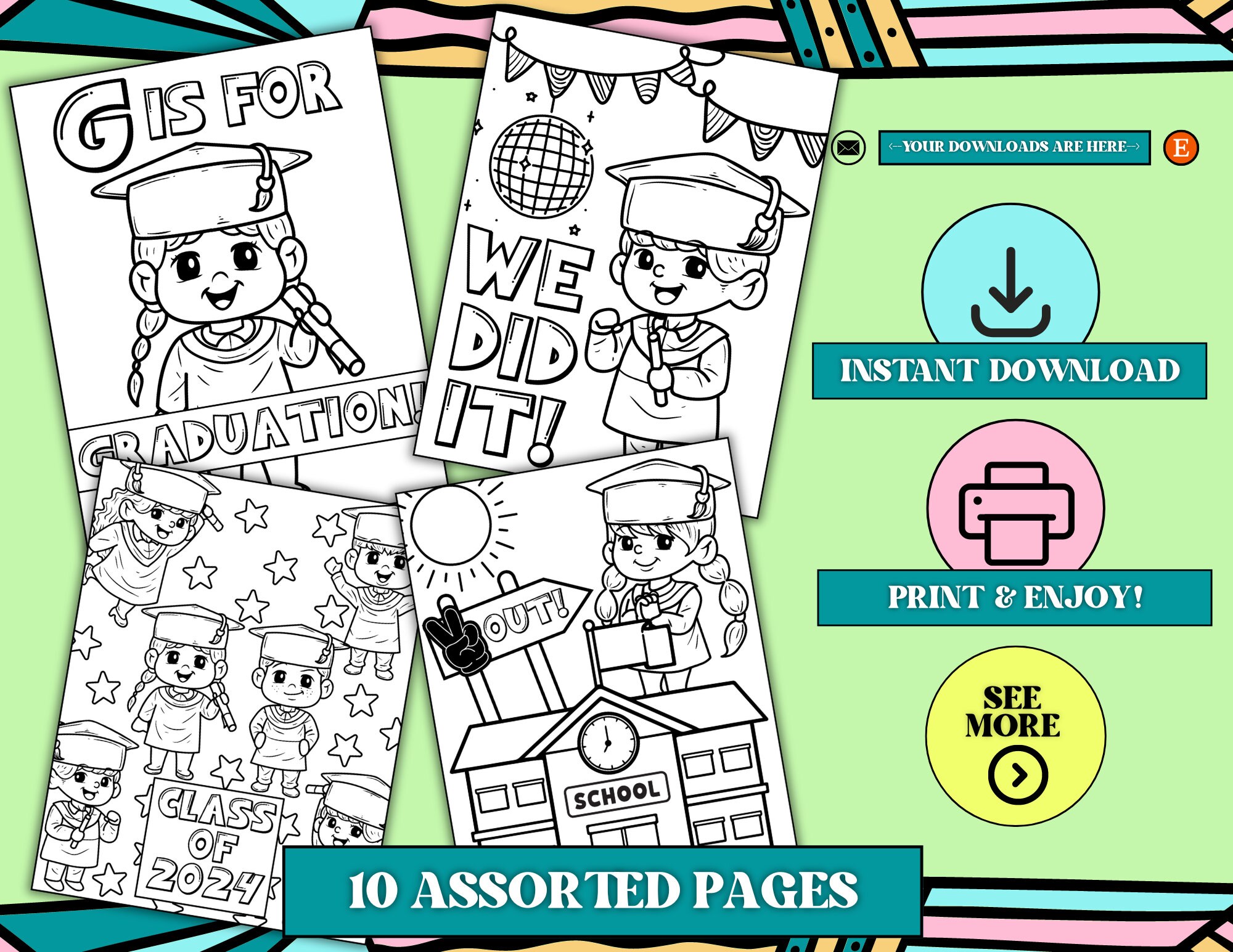 Preschool Graduation Coloring Pages, 2024 Kindergarten Graduation ...