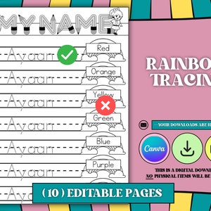 Custom Name Tracing Editable Template for Homeschool Name Tracing ...