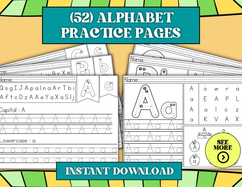 Preschool Printable Letter Tracing Worksheet for Kids Alphabet Practice ...