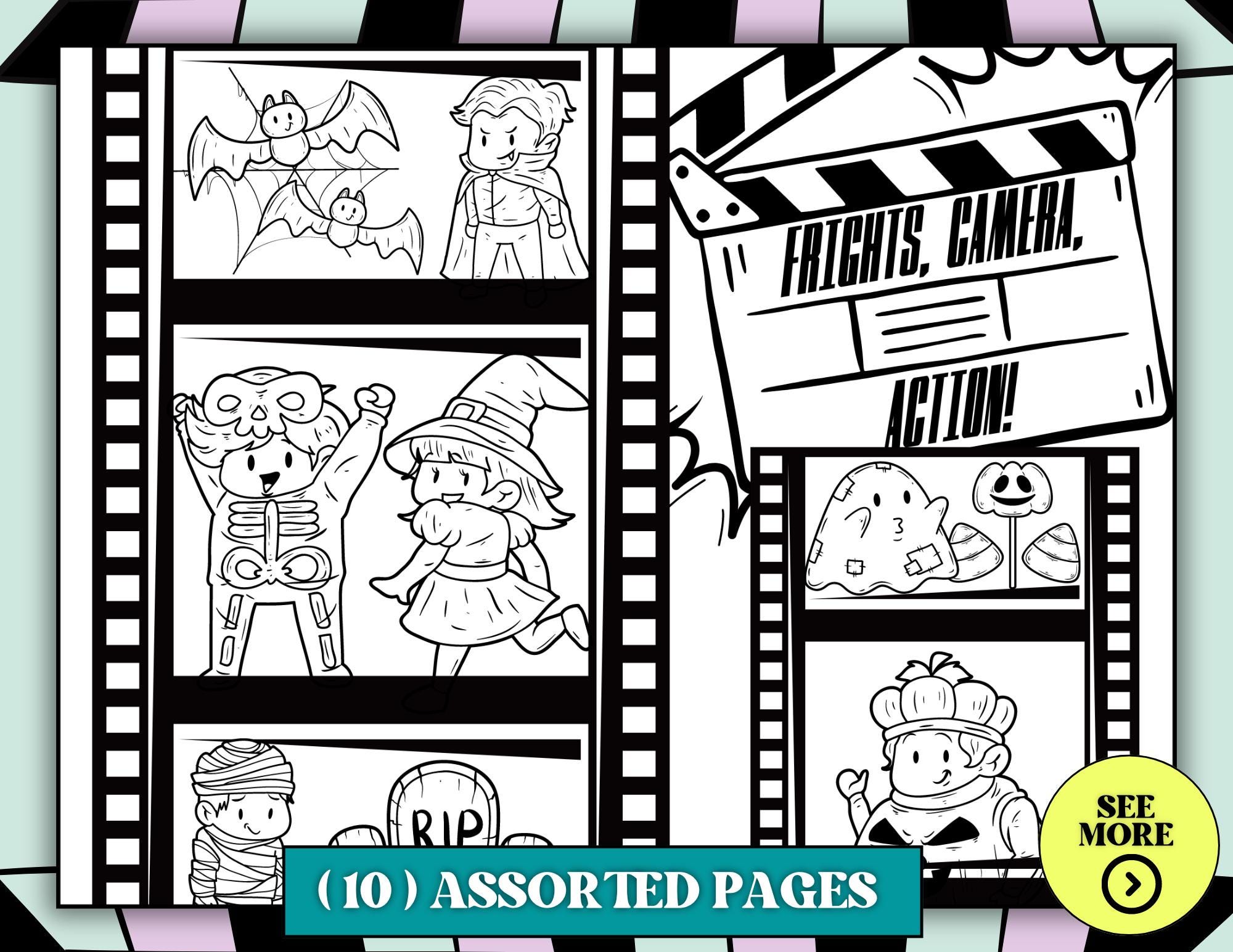 10 Halloween Coloring Pages for Kids Halloween Party Activity Printable ...