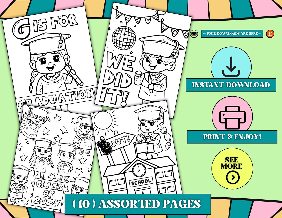 Preschool Graduation Coloring Pages 2024 Kindergarten Graduation ...