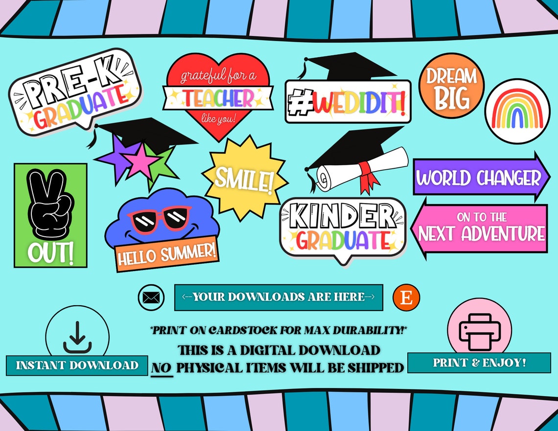Printable Preschool 2025 Graduation Photo Booth Props Graduation Party ...